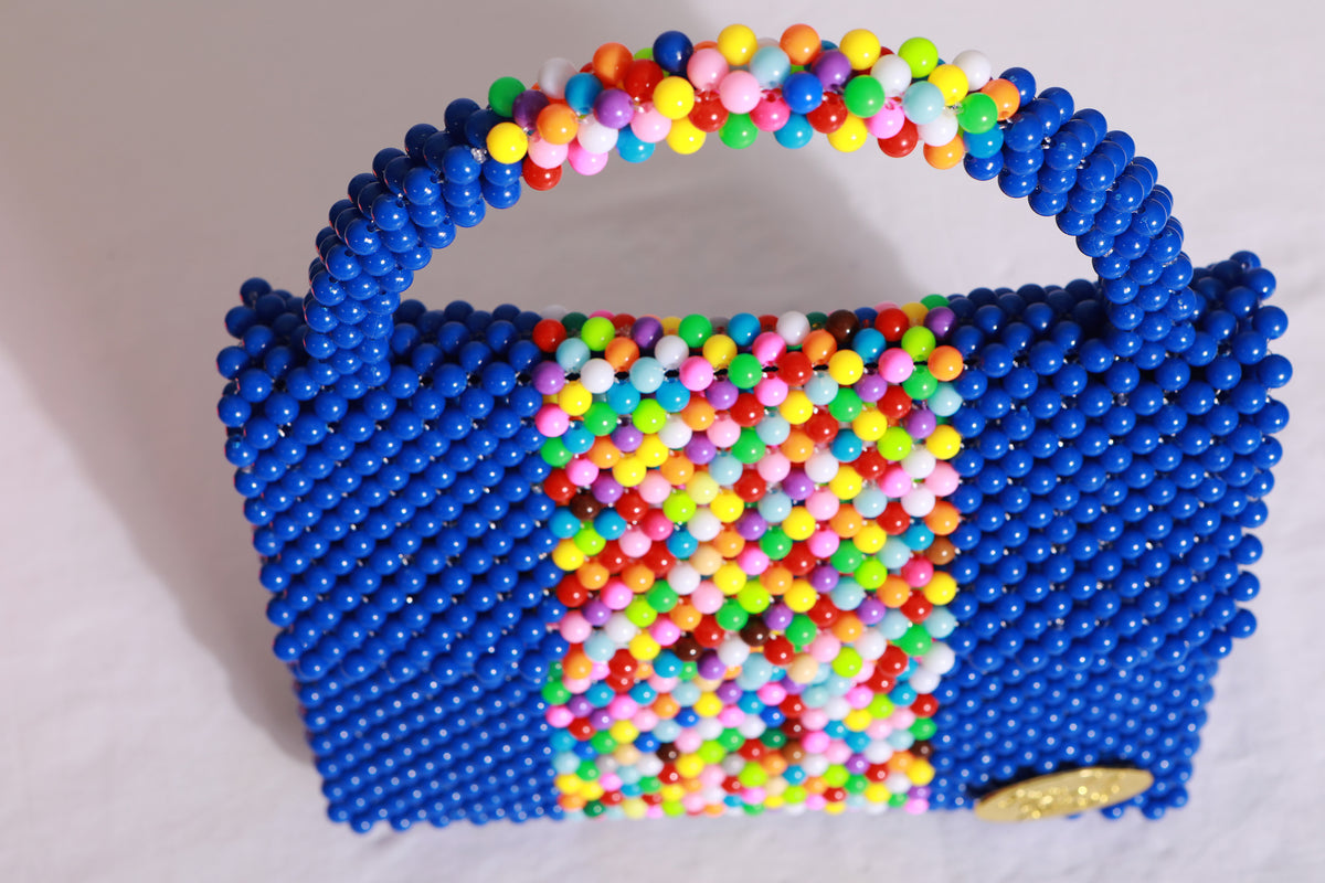 Sac en perles bleu